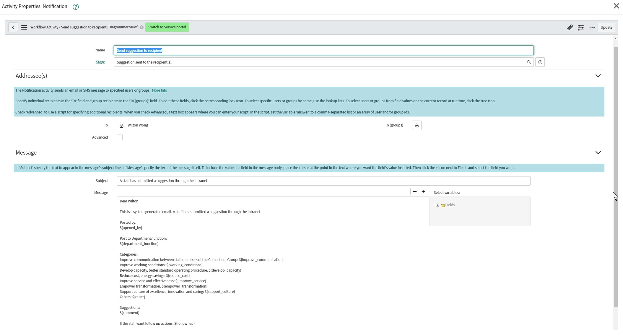 Solved: How to send custom (workflow) notification with va... - ServiceNow Community